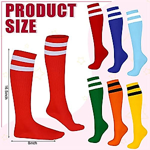 Unittype 6 Pair Rainbow Striped Knee High Socks for Women Long Socks Tube Socks Roller Skate Socks Gift