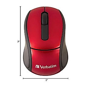 Verbatim 2.4G Wireless Mini Travel Optical Mouse with Nano Receiver for Mac and PC - Red