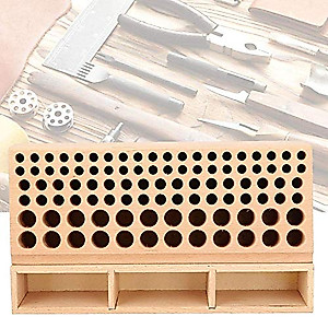 98 Holes Leather Craft Tool Holder Box, Leather Tool Holder Wooden Leather Craft Tool Holder for Leather Working Making Punch Tools Organizer Storage