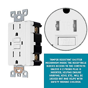 Everelectrix 10 Pack GFCI White Outlet Receptacle, Tamper Resistant GFCI Outlet 20 Amp/125-Volt, Self-Test Function with LED Indicator 20 Amp GFCI Outlets, UL/cUL Listed, Wall Plate Screws Included