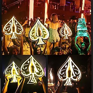 ZYLZHMCH LED Bottle Display Shelf, Ace of Spade Champagne Bottle Presenter Gradient Color and 7 Color Light Modes Flashing Shimmering Bottle Sparklers