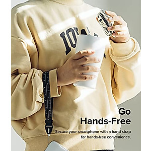 Ringke Hand Strap [Phone Wrist Strap] Designed for Camera Strap and Phone Strap, Adjustable Sturdy Universal Lanyard Compatible with Camera and Phone Case - Ruler Black