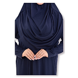 Avanos Prayer Clothes for Muslim Women, Praying Islamic Abaya Niqab Burka Hijab Face Cover Clothing Muslim Dress (Navy Blue, 1)