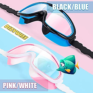 Kids Swim Goggles, 2-Pack Swimming Goggles for Kids, Child, Boys or Girls From 3-15, Anti Fog Wide View Swim Pool Goggles