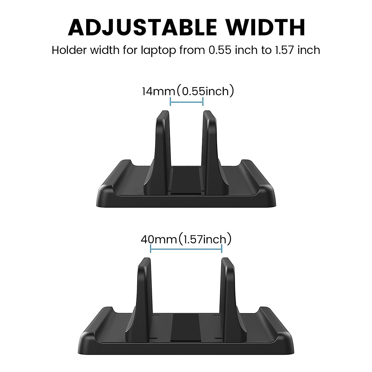 EAXBUX 3 in 1 Vertical Laptop Stand Holder,Adjustable ABS Plastic Desktop Notebook Dock,Vertical Laptop Stand Space-Saving for All MacBook/Surface/Samsung/HP/Dell/Chrome Book