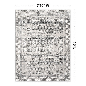 Rugshop Distressed Bohemian Border Stain Resistant Soft Area Rug 7' 10" x 10' Gray