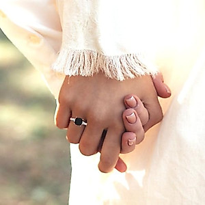 3.50 ct Cushion cut 3 stone Solitaire Genuine Natural Black Onyx Engagement Promise Anniversary Bridal Ring 18K Rose Gold 4