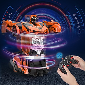 BLUEJAY Transform Rc Cars for Boys 4-7 8-12, 2.4Ghz 1:18 Scale Remote Control Car Transforming Robot, One-Button Deformation 360° Rotation and Drift Car Toy Gifts for Boys 3-5