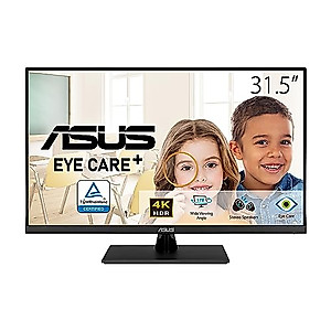 ASUS 31.5” 4K HDR Eye Care Monitor (VP327Q) – UHD (3840 x 2160), 99% sRGB, HDR-10, Adaptive-Sync, Speakers, DisplayPort, HDMI, Flicker Free, Blue Light Filter, VESA Mountable,Black