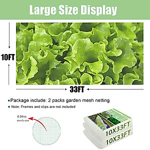 TLSTGO 2 Pack 10X33FT Garden Mesh Netting, Plant Netting for Birds and Animals Garden Netting for Raised Beds Ultra Fine Row Cover Mesh Netting for Vegetables Fruit Trees