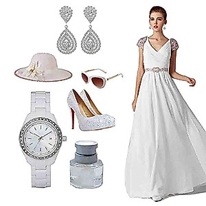 2 Pack Rhinestone Crystal Link Bracelet Teardrop Dangle Earrings Jewelry Sets for Women