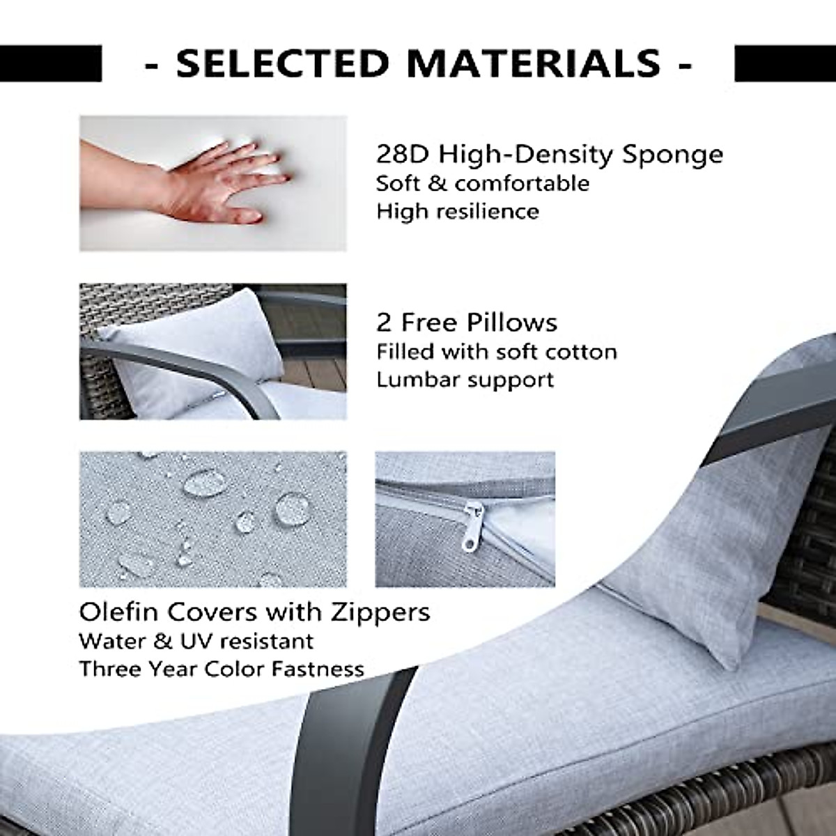 Olmia Outdoor Bar Height Table and Chairs Set of 3, 3PC Outdoor High Top Table and Chairs Set with Gray Cushions and Pillows, Brown Wicker Rattan Bar Height Patio Set with Foot-Rest - Steel Frame