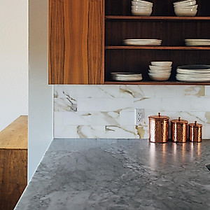 STICKGOO 10-Sheet Peel and Stick Backsplash for Kitchen, Stick on Kitchen Backsplash PVC Wall Tile, Calacatta Golden Self Adhesive Subway Tile