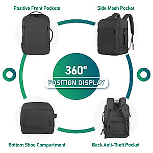 Carry On Backpack, Large Travel Backpack, Extra Large Expandable 40L Airline Approved Business Travel Backpack, Anti Theft Waterproof Luggage Backpack With USB Port Computer Backpack For Men & Women