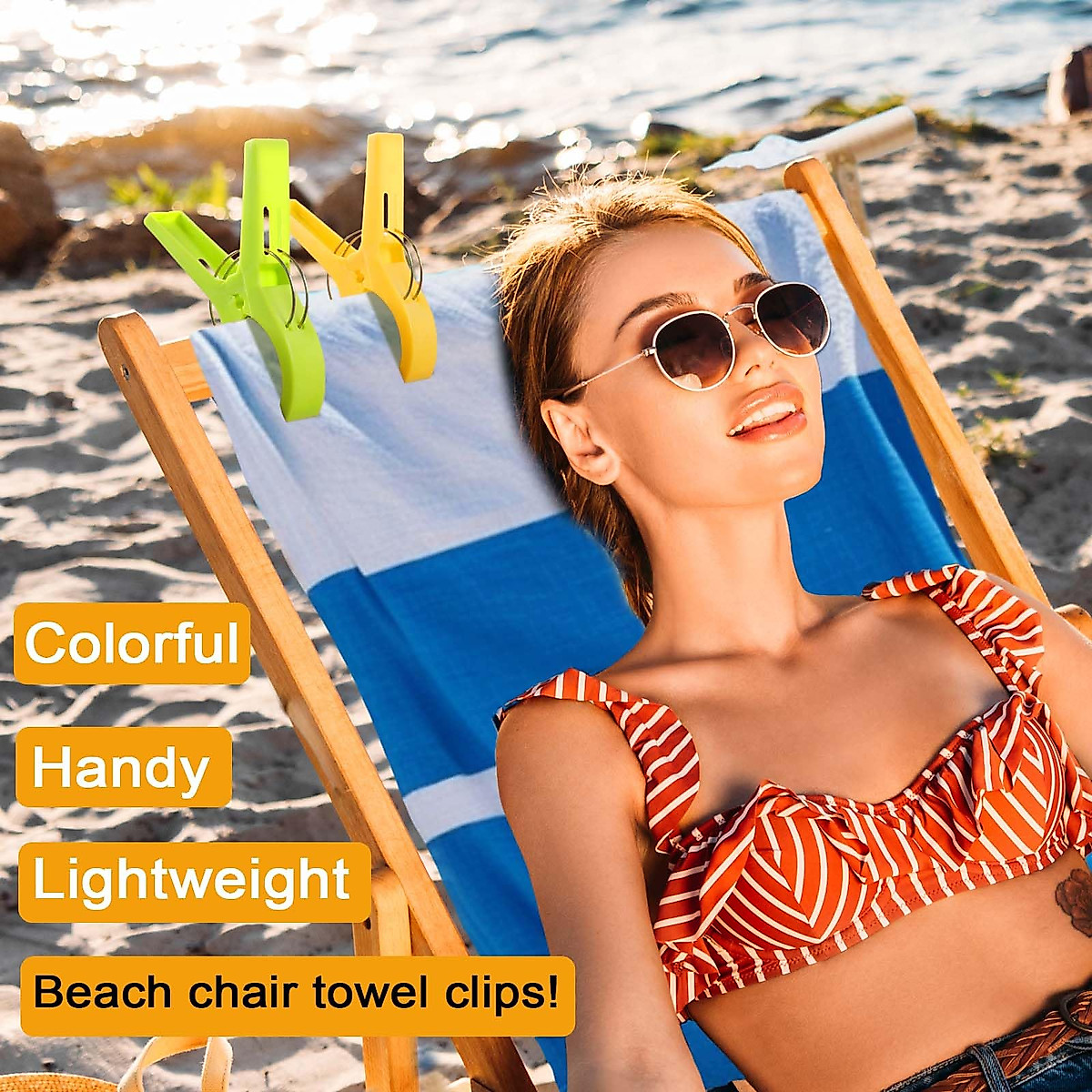 8 Pack Towel Clips Beach Chair Clips for Cruise Must Have, Pool Towel Clips Plastic Clothes Pegs Towel Holder Clamps