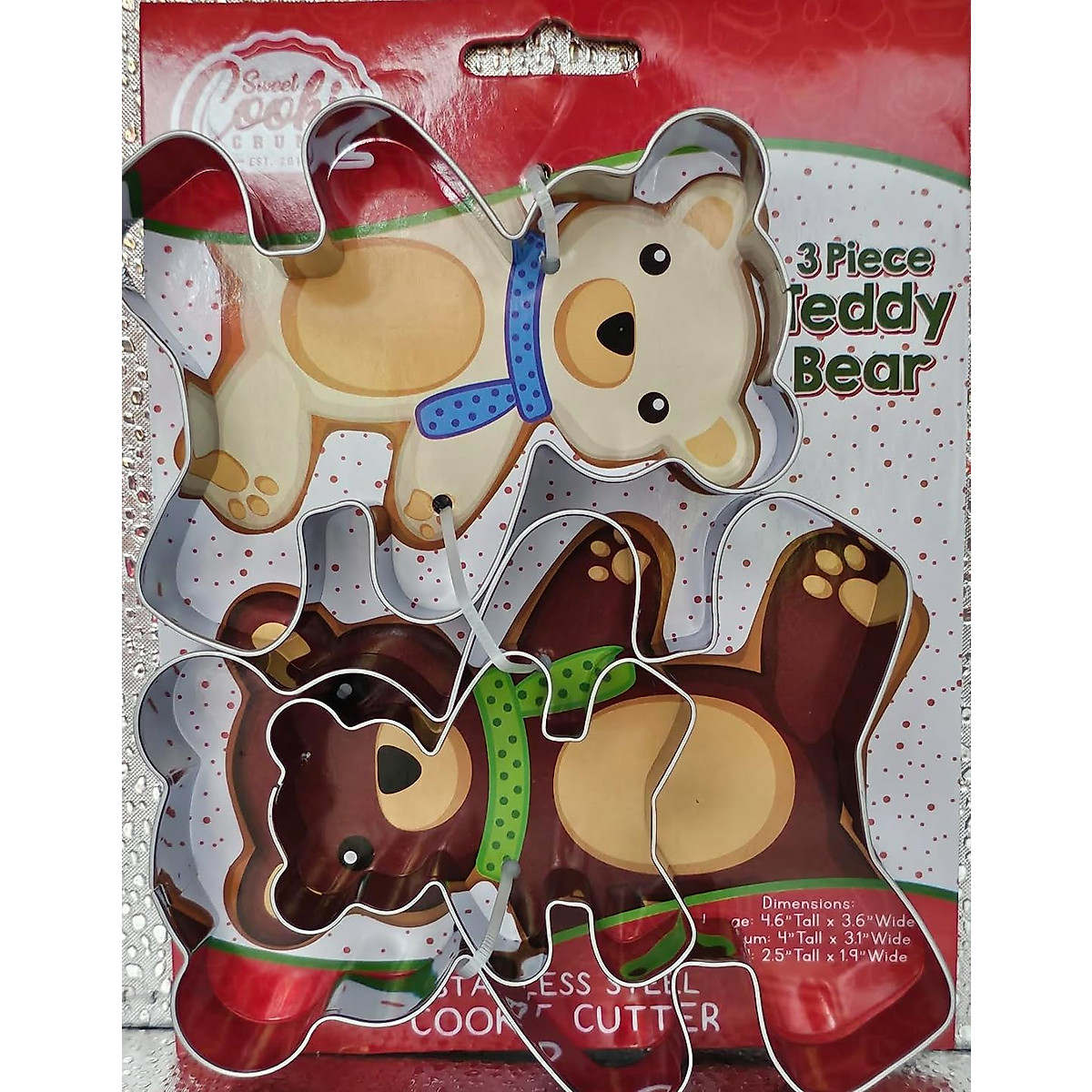 Sweet Cookie Crumbs Three Bears Cutter Set, 3 Piece, Stainless Steel