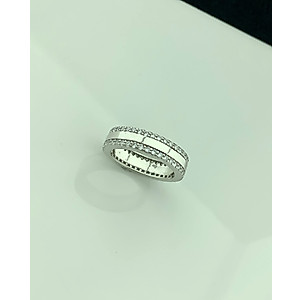 SILVERCLOSEOUT Sterling Silver Cz Striped Eternity Ring - Size 6