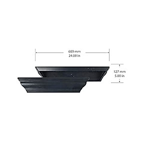 PRINZ Shelves 24" Black Wash Crown Molding Wood, Floating Wall Shelves for Bathroom, Bedroom, Wall Decor, 24" X 5" X 4"