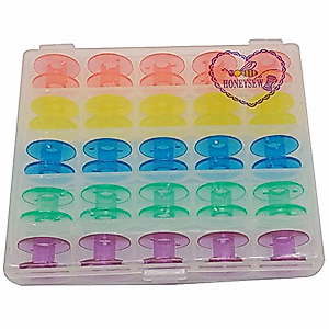 HONEYSEW 25pcs/Box Plastic Colorful Bobbin Universal 2518P for Brother Babylock Singer Juki