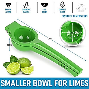 Zulay Premium Quality Metal Lime Squeezer, Citrus Juicer, Manual Press for Extracting the Most Juice Possible - Lime Juicer (Green)