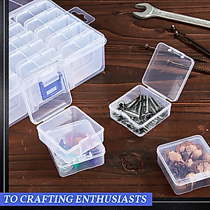 Sliner 96 Pcs Bead Organizer Box Bead Storage Containers Craft Organizers and Storage Plastic Storage Cases with Hinged Lid and Rectangle Clear Case and Stickers for Beads Jewelry Craft Supplies