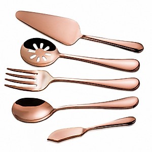 Flatware Set, Magicpro Modern Royal 45-Pieces rose gold Stainless Steel Flatware for Wedding Festival Christmas Party, Service For 8