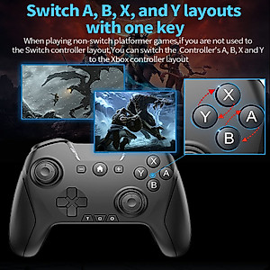 Bluetooth Controller for Switch/Mac/PC/Steam/Mobile Phone/iOS/Android//TV/iPad/Table/Apple Arcade MFi Games, switch pro controller wireless with Adjustable Dual Motion,Turbo,Macros,6-Axis,Wake Up for Black Myth: Wukong