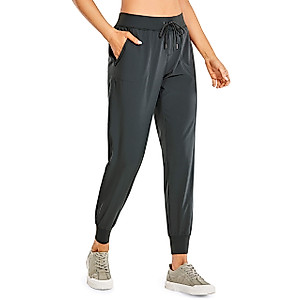 CRZ YOGA Women's Lightweight Workout Joggers 27.5" - Travel Casual Outdoor Running Athletic Track Hiking Pants with Pockets Melanite Small