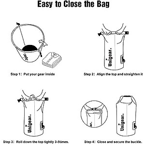 Unigear Dry Bag Waterproof, Floating and Lightweight Bags for Kayaking, Boating, Fishing, Swimming and Camping with Waterproof Phone Case (Gray, 2L)