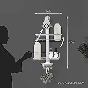 simplehuman Adjustable Shower Caddy, Stainless Steel and Anodized Aluminum