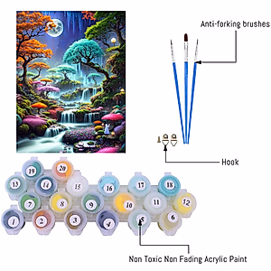 MjhRcll Paint by Number,Paint by Number for Adults and Beginner,DIY Acrylic Painting Kits on Canvas Paint by Number Landscape Oil Painting for Home Wall Decor16X20Inch