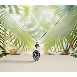 Yspace Lucky Clover Cameo Necklace Best Friend Heart Charms Jewelry 2 Chain Deluxe Gift (Morning glory hummingbird)