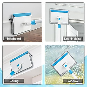 Lshfjnd Baseboard Cleaner Tool with Long Handle,Wall Cleaner Mop with Extendable Handle,Duster Cleaning Tools Mop for Baseboard Floor Skirting Board,Ceiling Wall Window Cleaner with 4 Reusable Pads