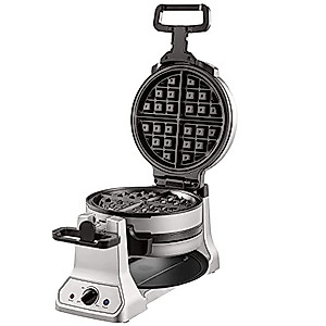 VEVOR 2-Layer Waffle Maker, 1400W Round Waffle Iron, Non-Stick Waffle Baker Machine with Browning Control, 180° Rotable Belgian Waffle Maker, Teflon-Coated Baking Pans, Stainless Steel Body, 120V
