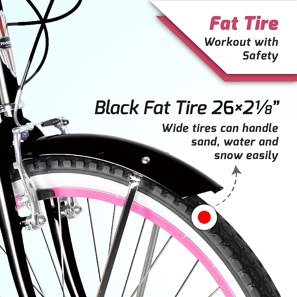 Tracer TAHA Beach Cruiser Bike for Women,26 Inch Wheels,Hi Ten Steel Frame,Shimano 7 Speed,V- Brake,Hybrid Bike for Adults,Complete Cruiser Bikes,Black