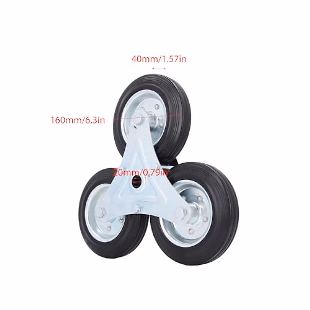 Fafeicy Stair Climbing Wheel, 6 Inch 300LBS Load Capacity Triangular Rubber Caster, Slip Resistant, Galvanized Iron Hub, Solid Tire for Stairs, Fafeicycpav6mgnh1