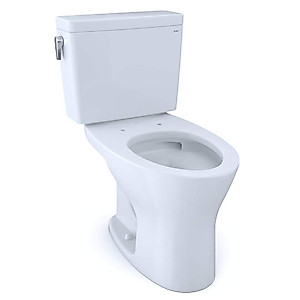 TOTO CST746CEMFG#01 Drake Two-Piece Elongated Dual Flush 1.28 and 0.8 GPF Universal Height DYNAMAX TORNADO FLUSH Toilet with CEFIONTECT, Cotton White