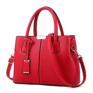 Covelin Women's Top-handle Cross Body Handbag Middle Size Purse Durable Leather Tote Bag Wine red