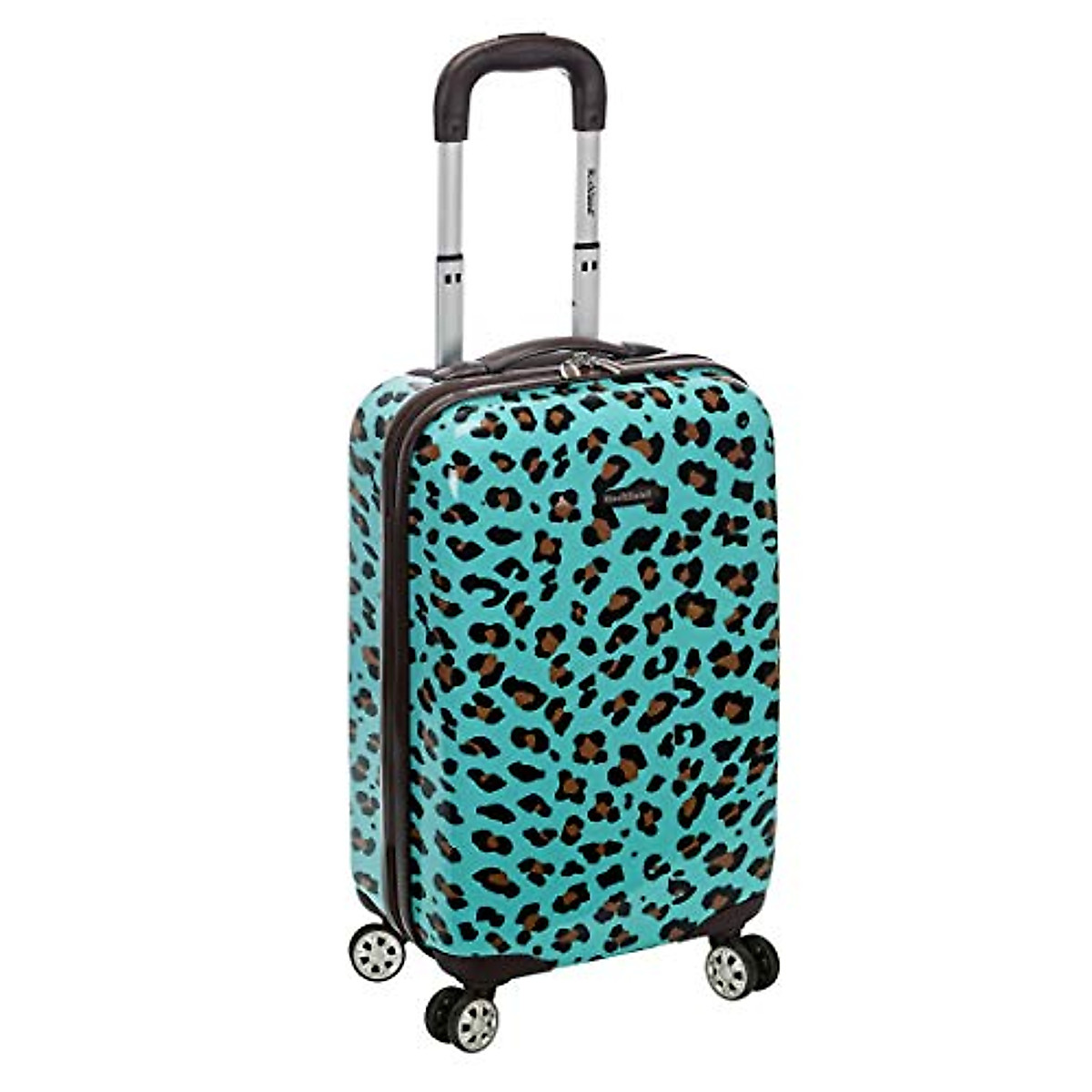 Rockland Safari Hardside Spinner Wheel Luggage, Blue Leopard, Carry-On 20-Inch