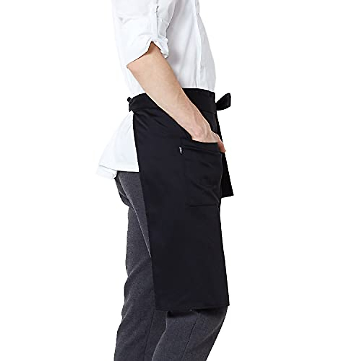 BE THE CHEF 2Pack 1 Pocket 4-Color Waist Apron for Chef, Restaurant, Pub, Cafe, Waiter, Waitress, Server (Black)
