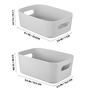 Cabilock 4pcs Storage Baskets Small Items Organizers Tabletop Storage Boxes Household Supplies, Light Grey