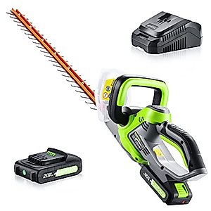 MYTOL 24-Inch Electric Hedge Trimmer Cordless, 2600SPM 20V Dual-Action Fast Cutting Bush Trimmer, 11/16” (0.7 in) Cutting Capacity, 2.0Ah Battery & 60W Fast Charger Hedge Clippers