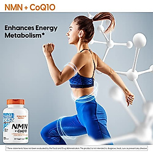 Doctor's Best NMN + CoQ10, Supports Healthy Aging, Energy, and NAD+ Production, Vegan, 60 Veggie Caps