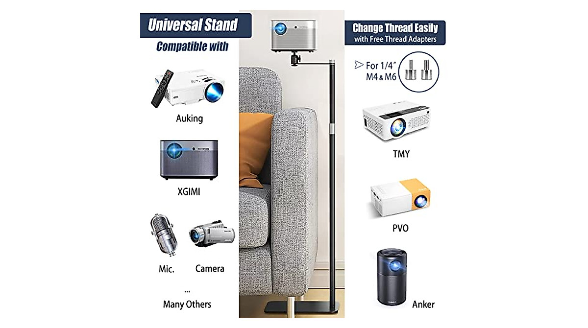Adjustable Universal Projector Stand | 360° Rotation & Height 16-50"