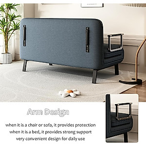 Convertible Sleeper Sofa, 55″ Tri-Folding Queen Sofa Bed with Adjustable Backrest, Velvet Comfy Loveseat Sleeper, Sleeper Sofa Bed for Adults, Modern Futon Sofa Bed for Bedroom Living Room (55in)