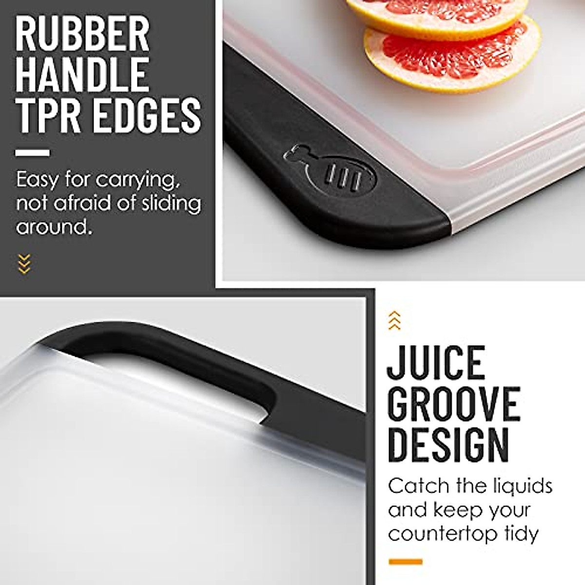 Plastic Cutting Board, Cutting Board for Kitchen Dishwasher Available, Chopping Board with Juice Groove, L, Empune