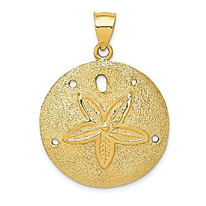 Diamond2Deal 14k Yellow Gold Laser-Cut Sand Dollar Pendant (L- 38 mm W- 29 mm)