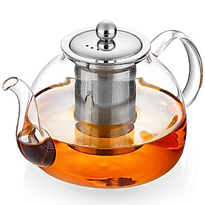 DOPUDO 40OZ (1200ML) Glass Teapot Tea Pot With Infuser, Glass Kettle For Stove Top, Tea Glass Pot, Glass Tea Cup With Infuser And Lid For Loose Leaf Tea Steeper, Microwave Dishwasher Safe