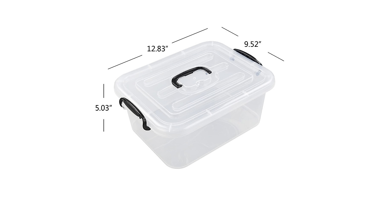 Uumitty 8L Plastic Storage Bin Tote with Lid & Latch Pack