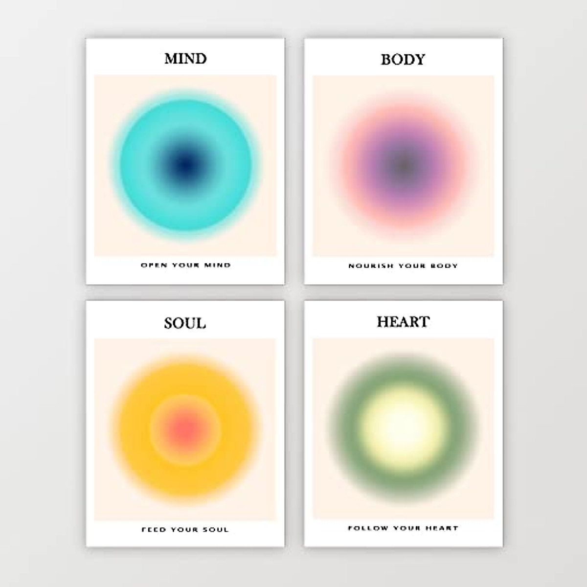 Double Devil's Inspirational Wall Art Positive Affirmations Wall Decor Aura Poster Y2K Room Decor Aesthetic Preppy Pictures | Mind Body Soul Heart | Pack of 4, Unframed 8x10